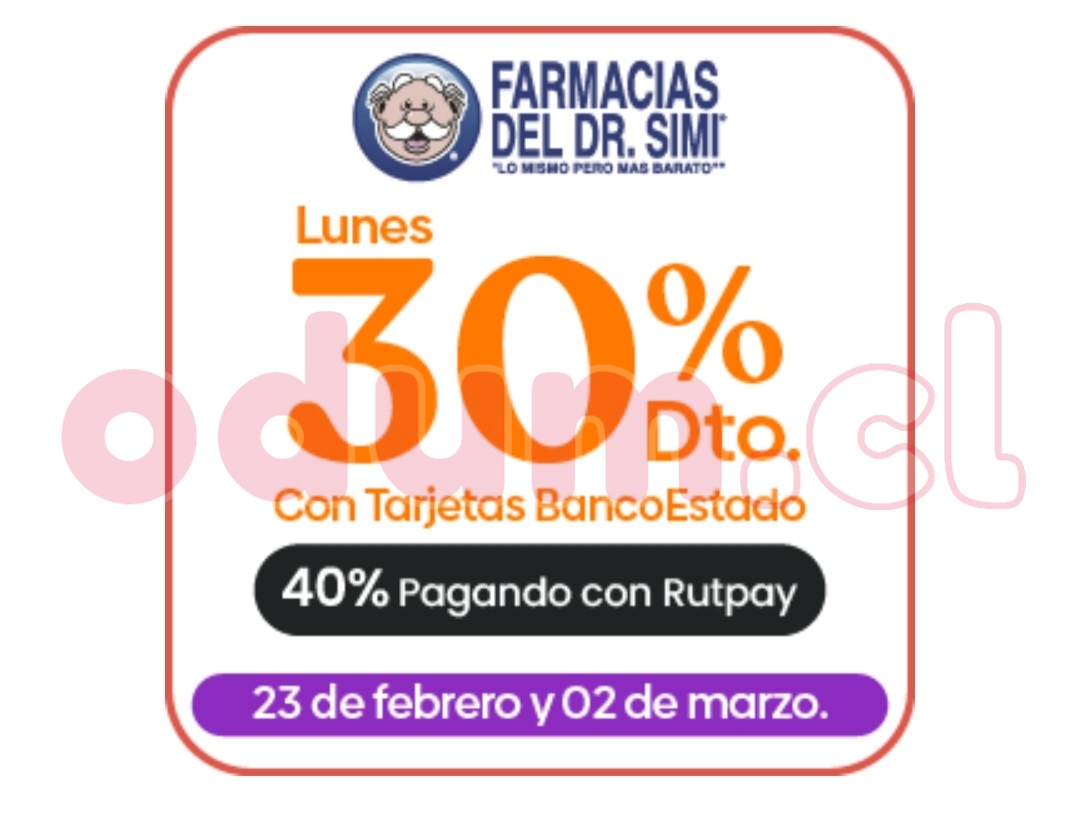 DESCUENTOS🏷️ - 40% descuento dr simi con rutpay | odum.cl | Ofertas de ...